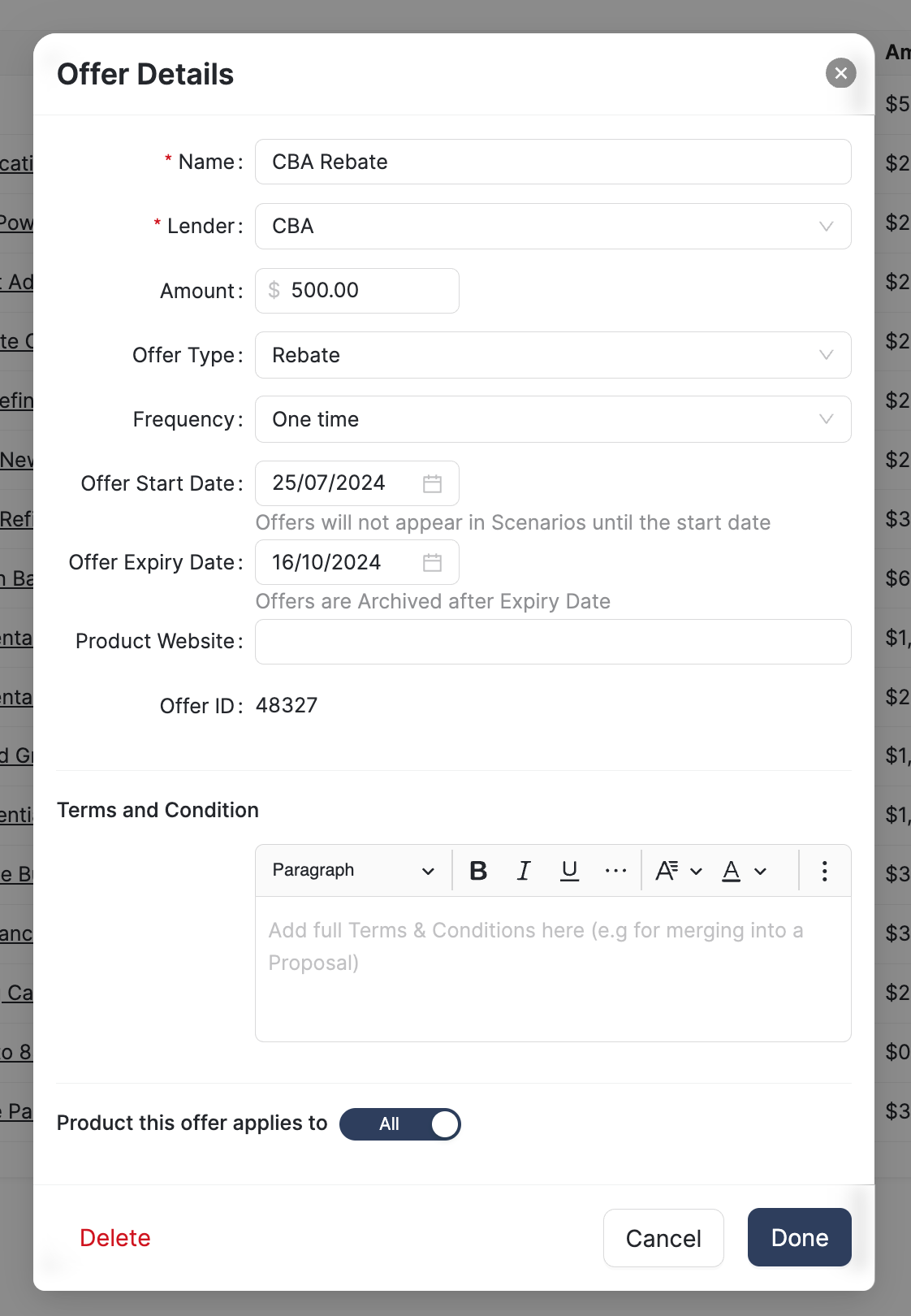 Edit a Lender Offer – BrokerEngine